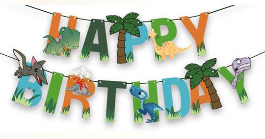 Dinosaurs Happy Birthday Jointed Banner : Helium Balloons Offer in ...