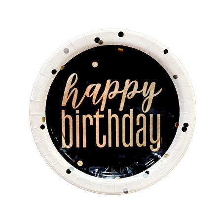 Happy Birthday Gold Polka Dots 9inches Lunch Paper Plate 8pcs : Free ...